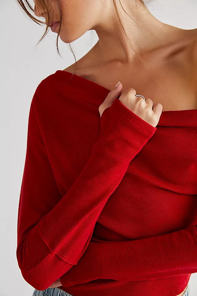 FREE PEOPLE FUJI THERMAL TOP IN FIERY RED – Elaine Dickinson